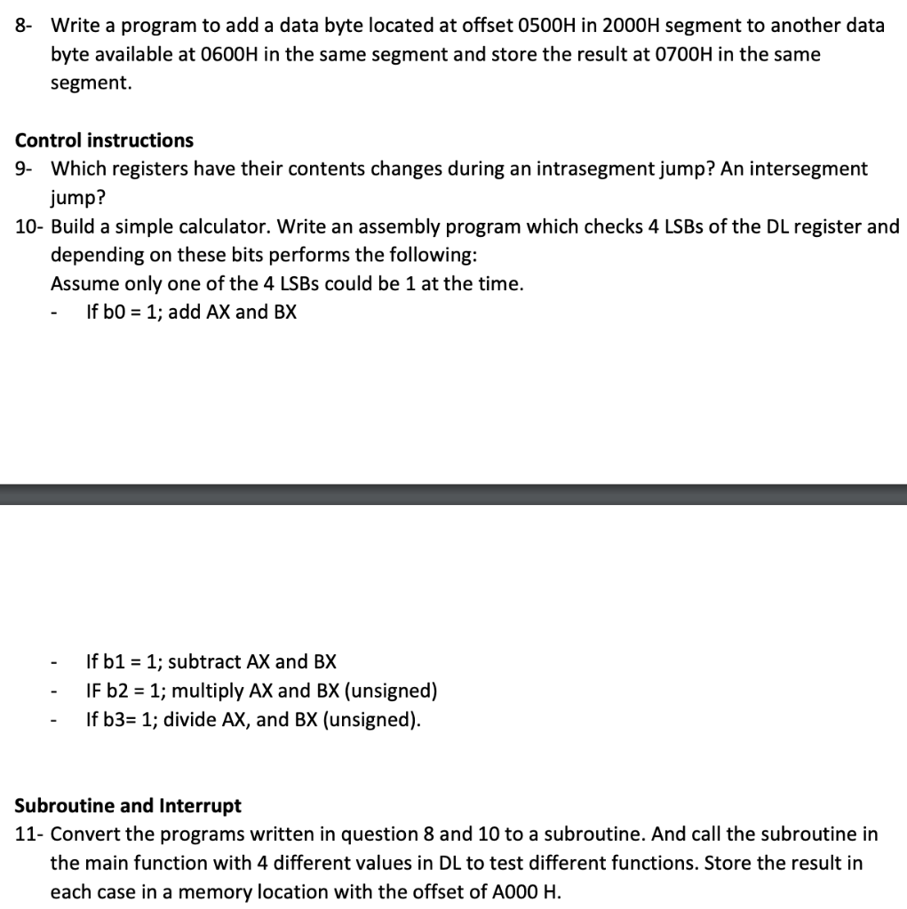 8 Write A Program To Add A Data Byte Located At Chegg