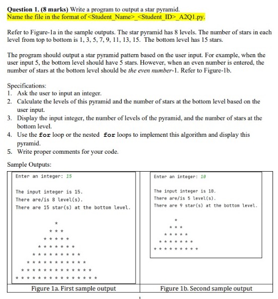 Solved Question 1. (8 ﻿marks) ﻿Write a program to output a | Chegg.com