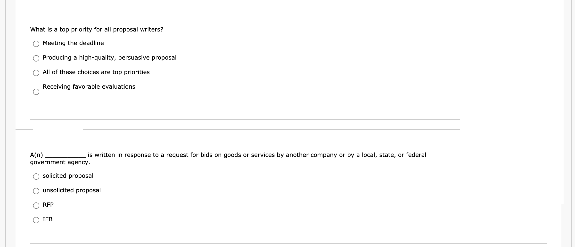 Solved Internal proposals are usually written in format and | Chegg.com