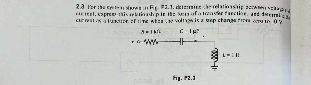 Solved 2.3 For the system shown in Fig. P2.3, determine the | Chegg.com