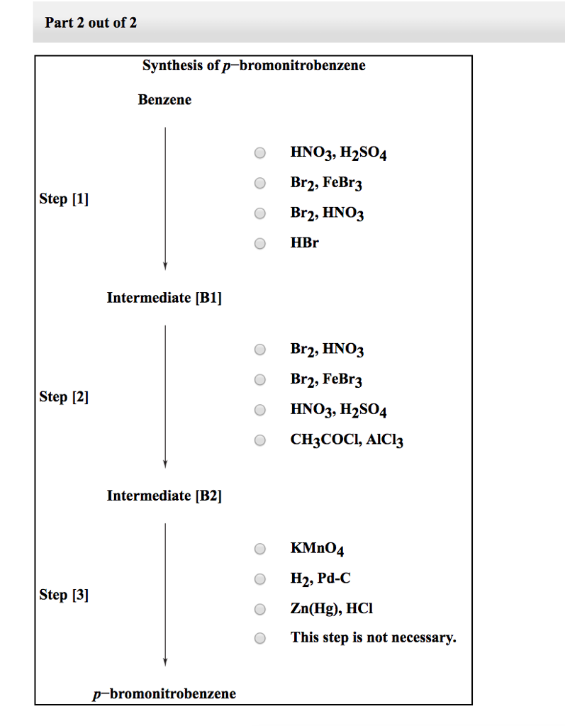 Solved Part 2 out of 2 Synthesis of p-bromonitrobenzene | Chegg.com