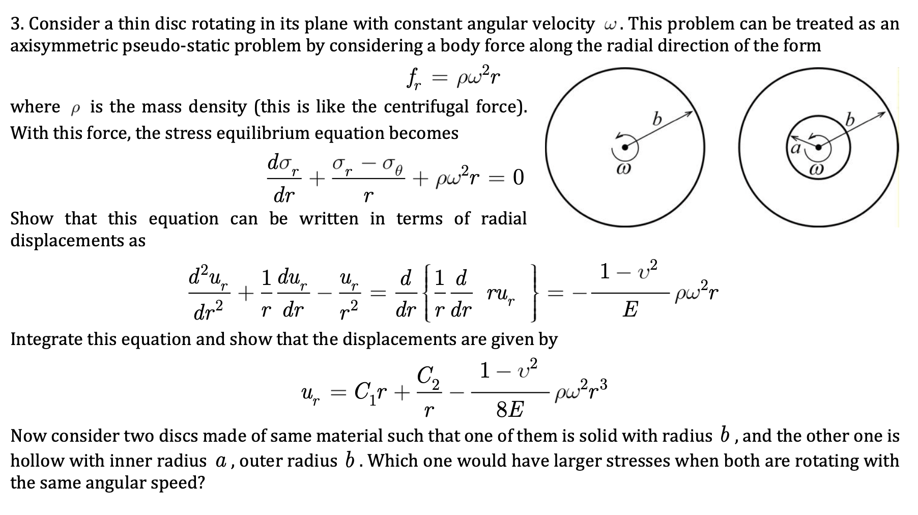 b r r 3. Consider a thin disc rotating in its plane | Chegg.com