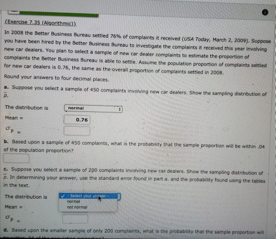 Solved (Exercise 7.35 (Algorithmic)} In 2008 the Better | Chegg.com