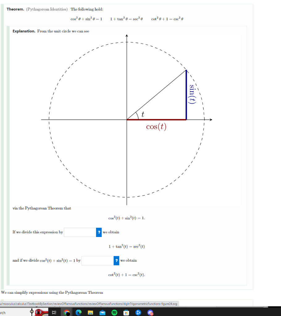 Solved Theorem. (Pythagorean Identities) The following hold: | Chegg.com