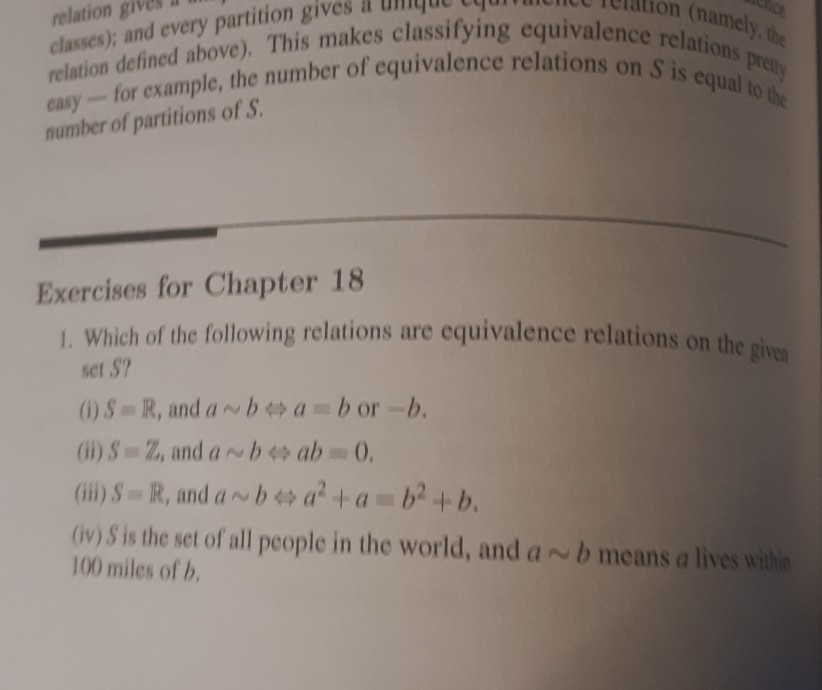 Solved relation gives classes); and every partition gives a | Chegg.com