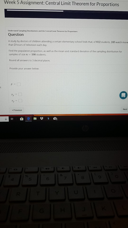 Week 5 Assignment: Central Limit Theorem for | Chegg.com