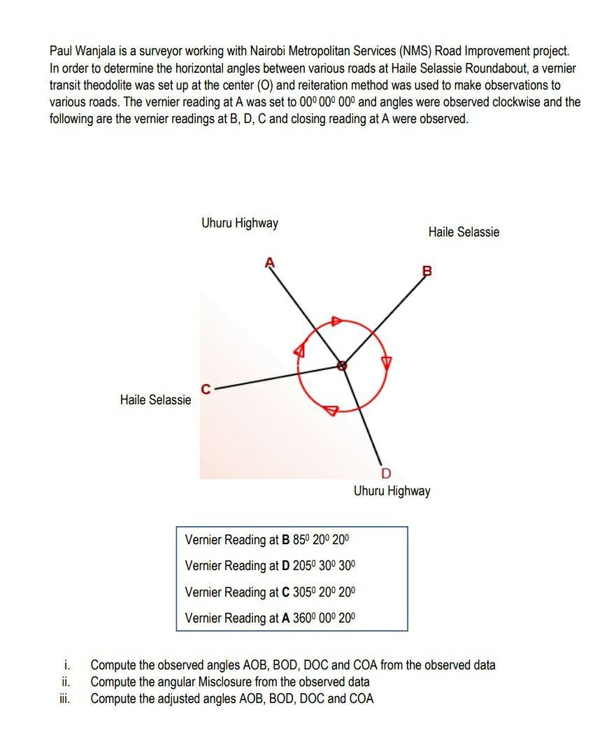 Solved Paul Wanjala is a surveyor working with Nairobi | Chegg.com