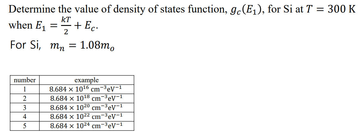 Solved Physical constants Other semiconductor parameters | Chegg.com