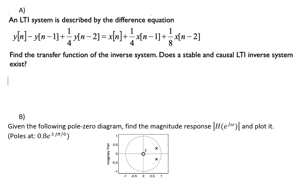 Solved A) An LTI system is described by the difference | Chegg.com
