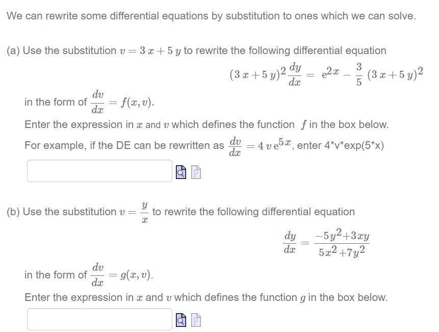 Solved We can rewrite some differential equations by | Chegg.com