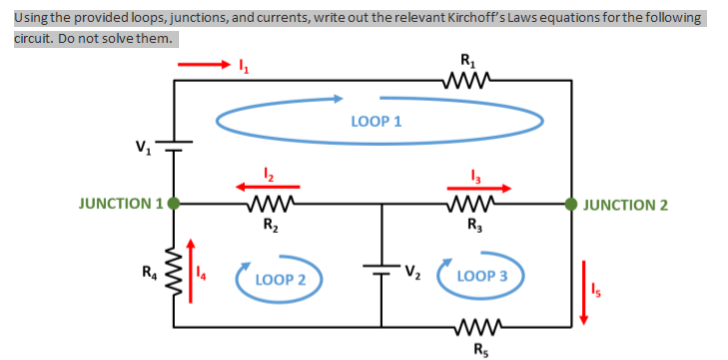 Solved Using the provided loops, junctions, and currents, | Chegg.com
