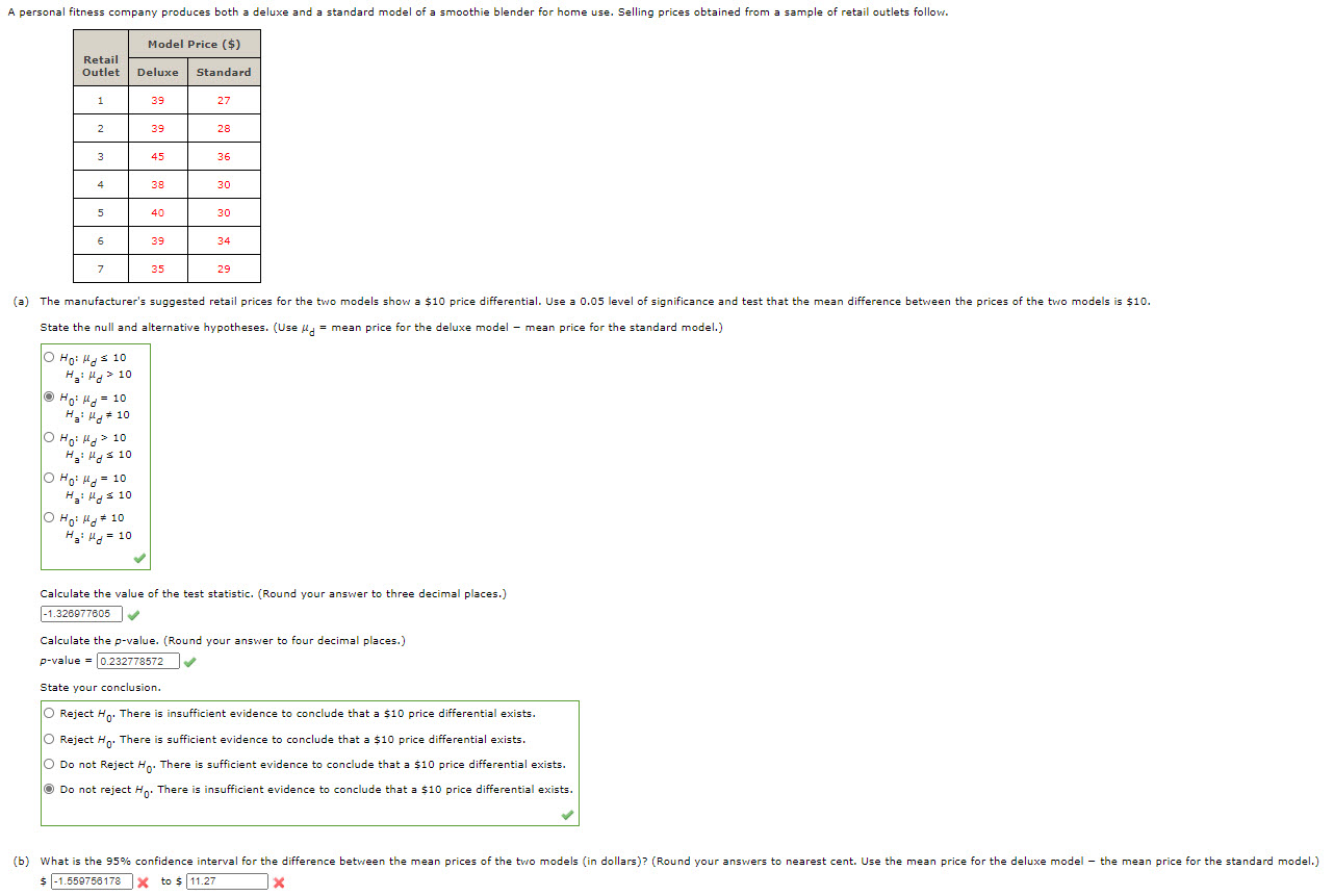 Solved State the null and alternative hypotheses. (Use μd= | Chegg.com