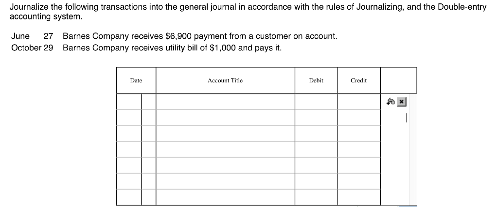 Solved Journalize the following transactions into the | Chegg.com