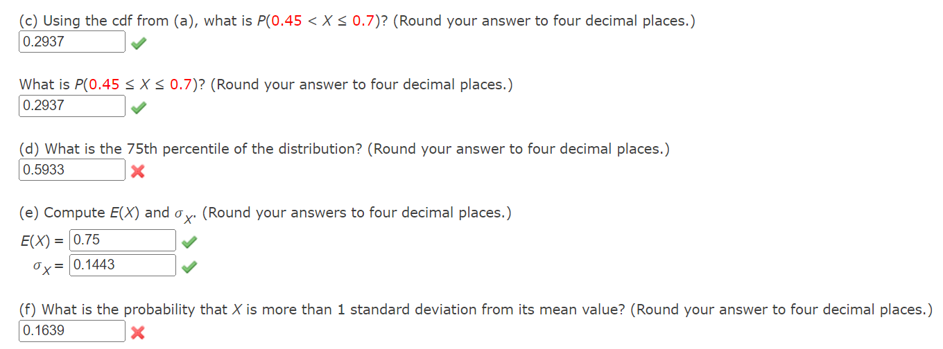 Solved Obtain the cdf of X. F(x)=⎩⎨⎧01x6(7−6x)x>1x