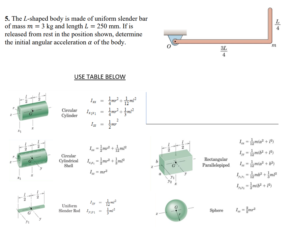 Solved 5. The L-shaped body is made of uniform slender bar | Chegg.com