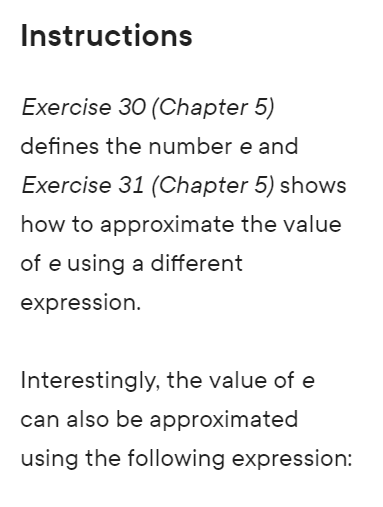 Solved Instructions Exercise 30 (Chapter 5) defines the | Chegg.com