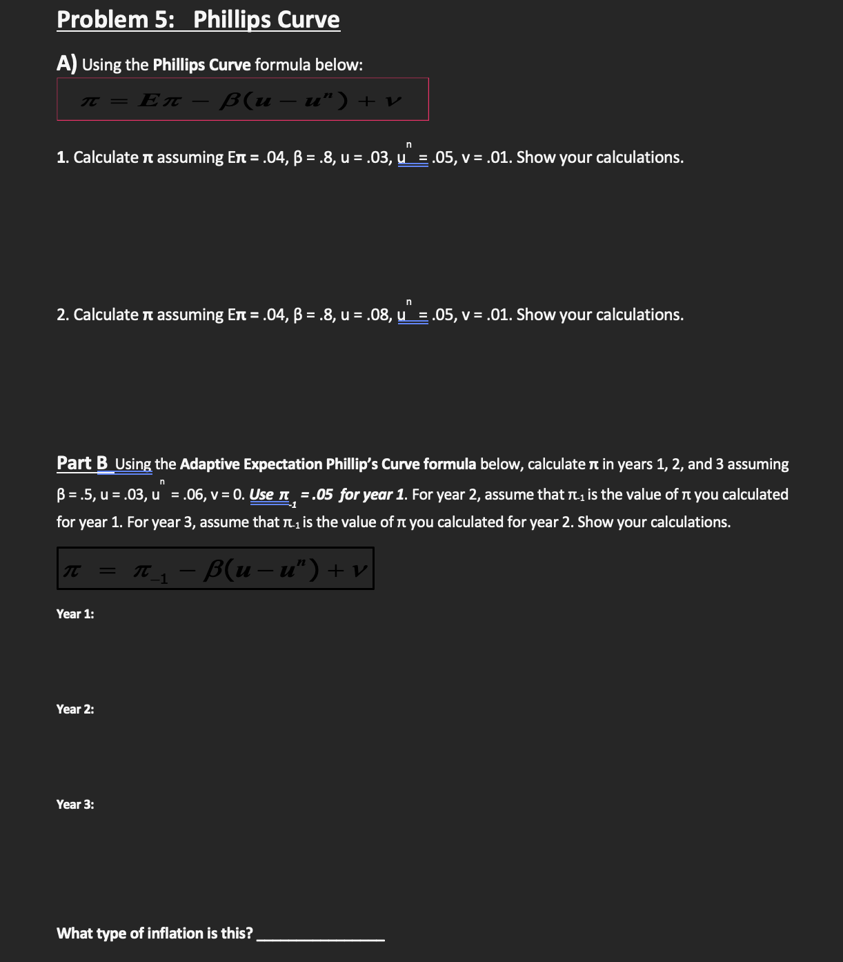 Solved A) Using the Phillips Curve formula below: 2. | Chegg.com