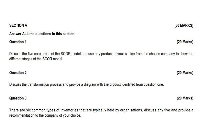 Solved Discuss the five core areas of the SCOR model and use | Chegg.com