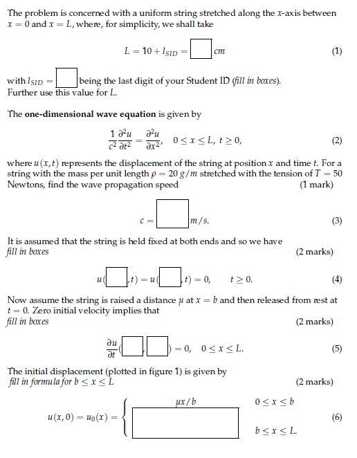 Solved The problem is concerned with a uniform string | Chegg.com