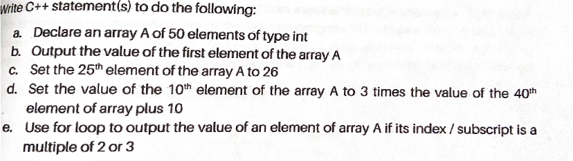 Solved Write C++ statement(s) to do the following: a. | Chegg.com