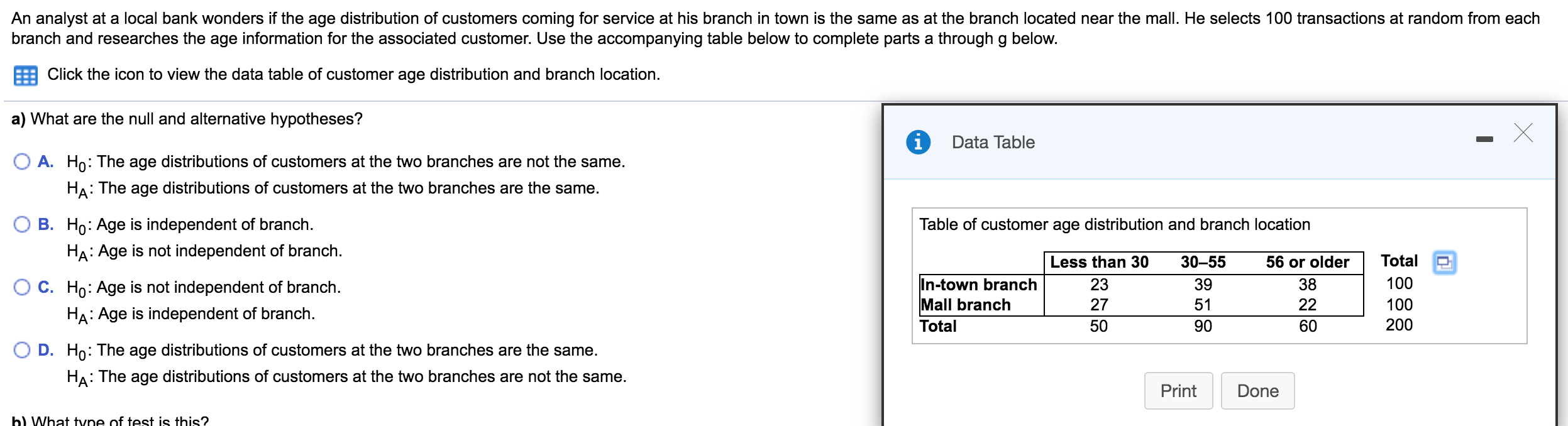 Solved An analyst at a local bank wonders if the age | Chegg.com