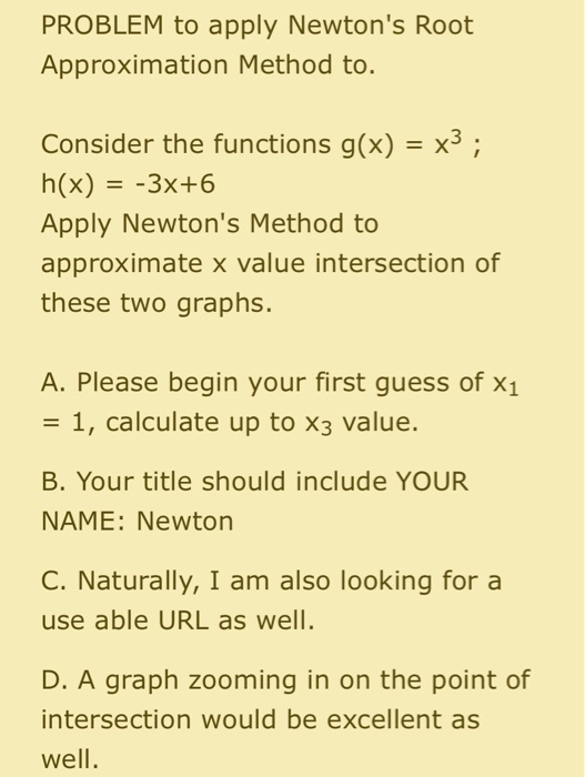 Solved PROBLEM to apply Newton's Root Approximation Method | Chegg.com