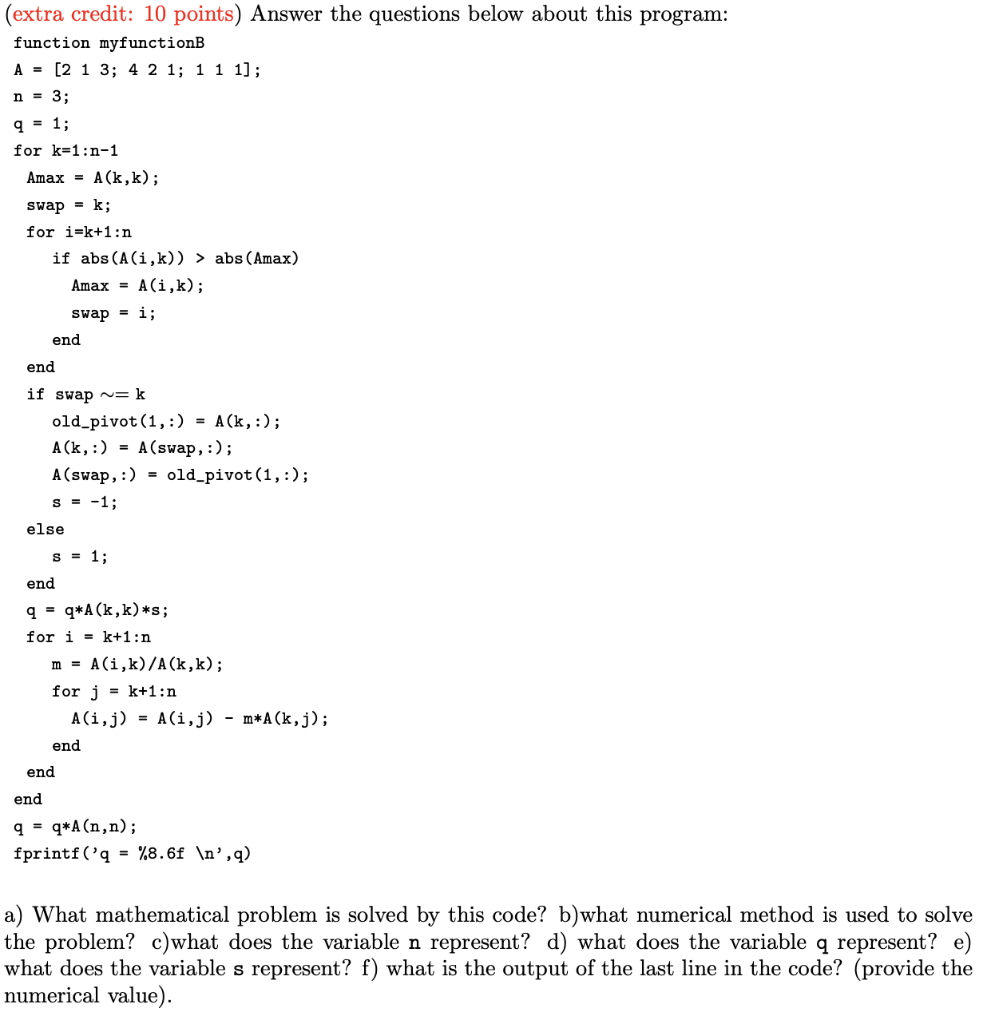Solved (extra credit: 10 points) Answer the questions below | Chegg.com