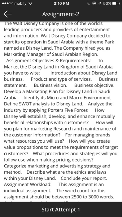 3:10 PM Assignment-2 The Walt Disney Company is one | Chegg.com