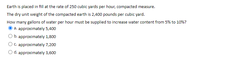 Solved Earth is placed in fill at the rate of 250 cubic | Chegg.com