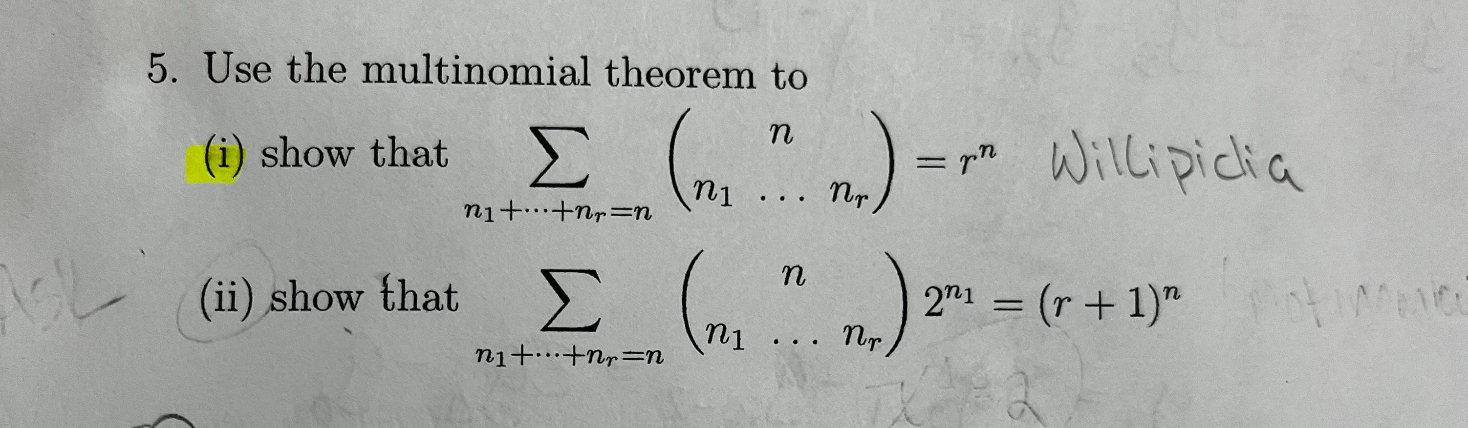 Solved 5. Use the multinomial theorem to | Chegg.com