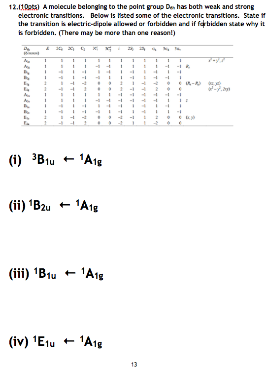 Solved A molecule belonging to the point group D6h has both | Chegg.com