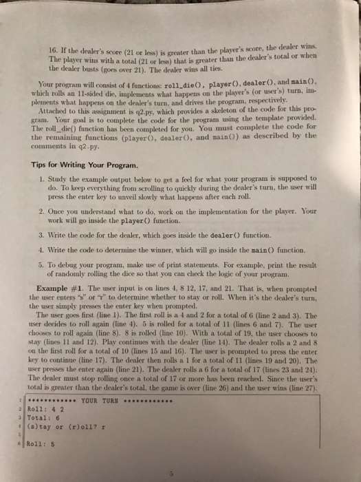 Solved 2) Blackjack Dice. Write a program (called q2.p) to | Chegg.com