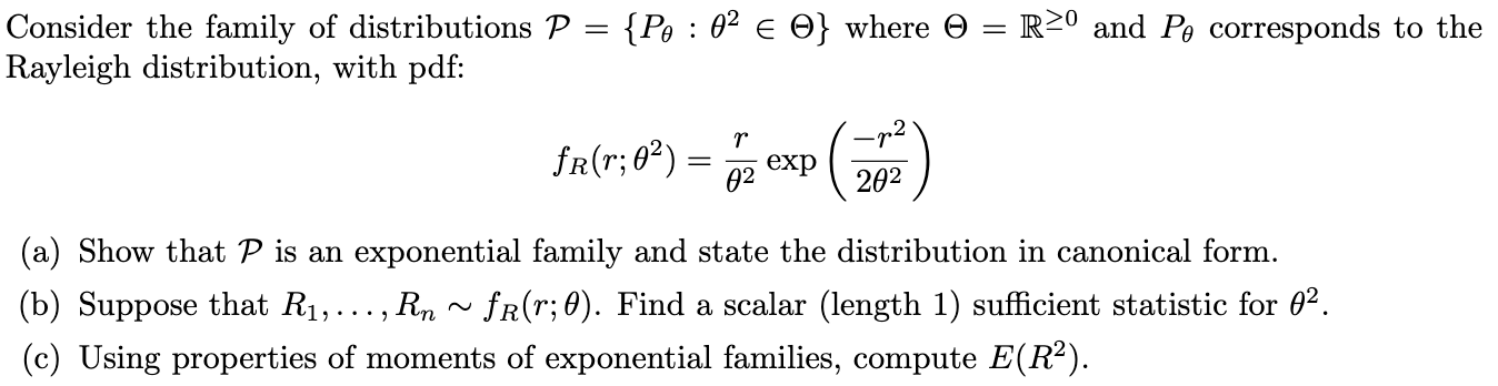 Solved Consider the family of distributions P={Pθ:θ2∈Θ} | Chegg.com