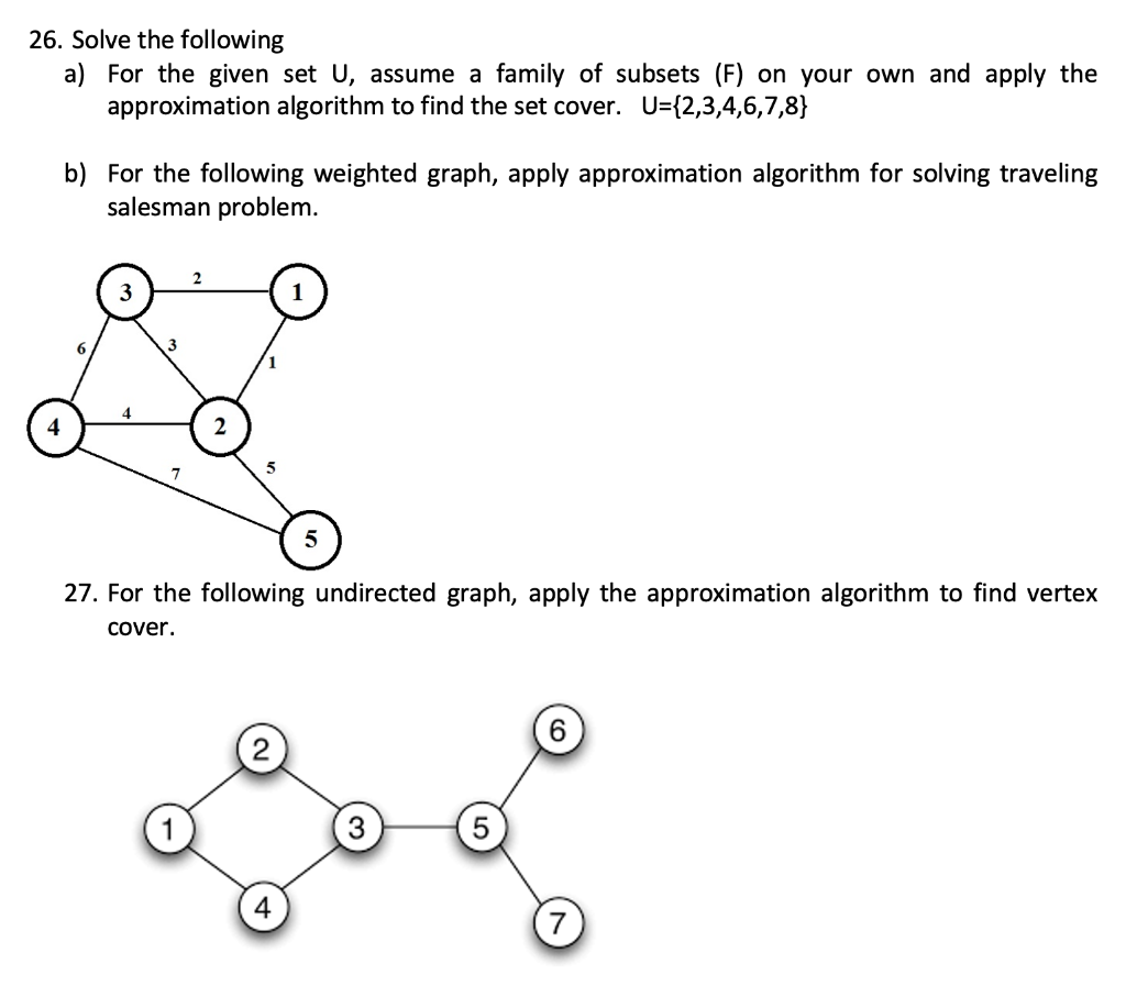 Solved 26. Solve the following a) For the given set U, | Chegg.com