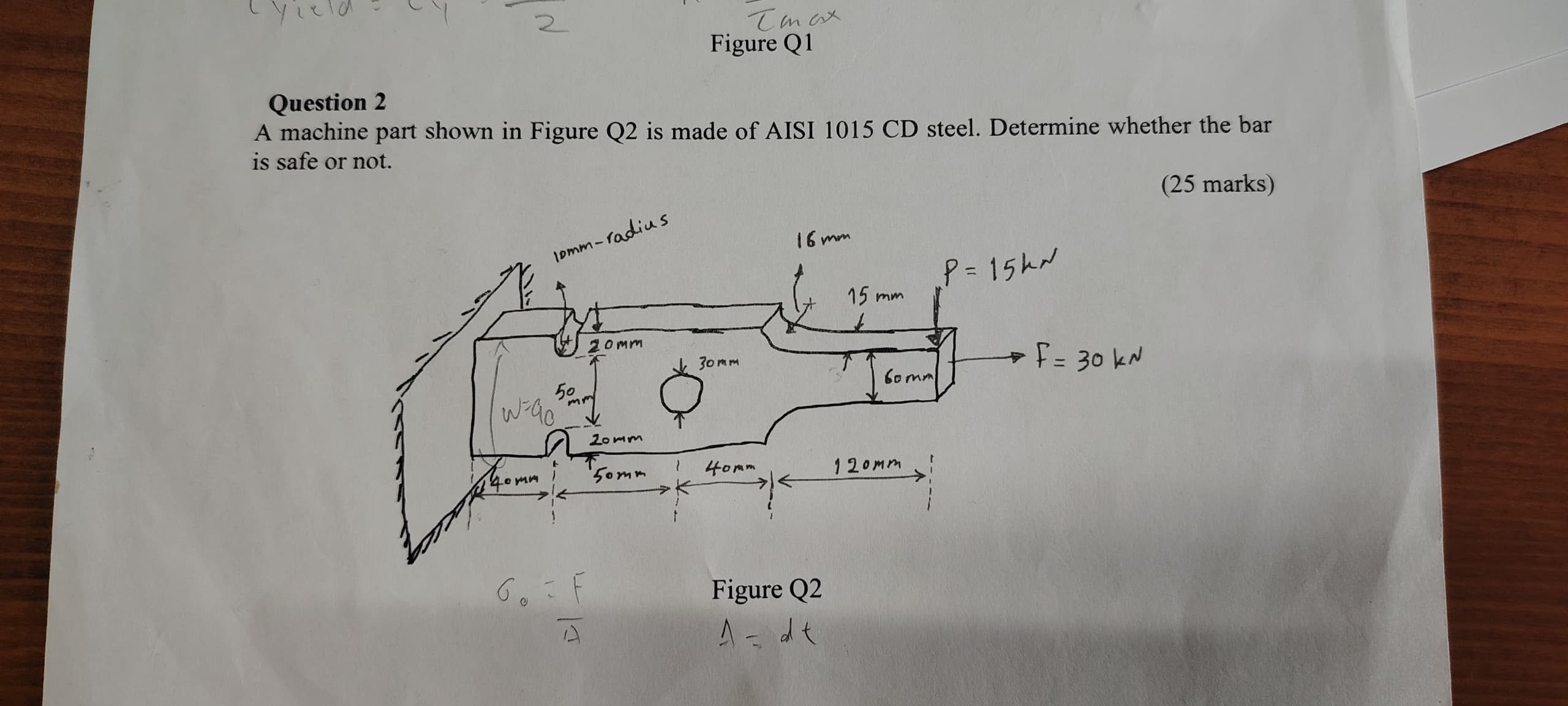 Solved Figure Q1Question 2A machine part shown in Figure Q2 | Chegg.com