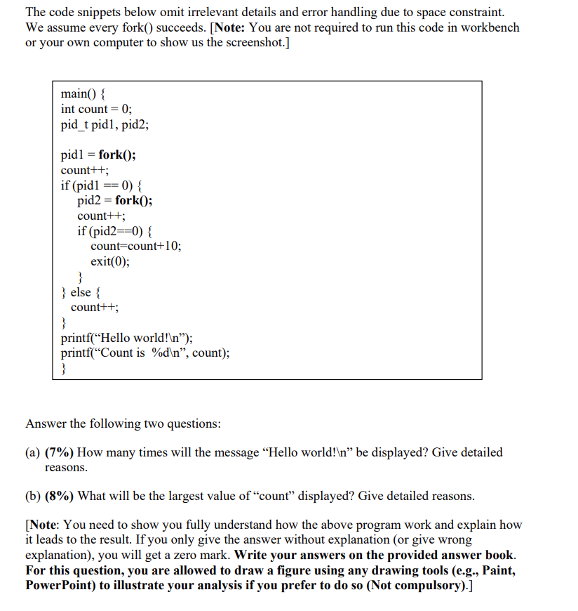 Solved The code snippets below omit irrelevant details and | Chegg.com