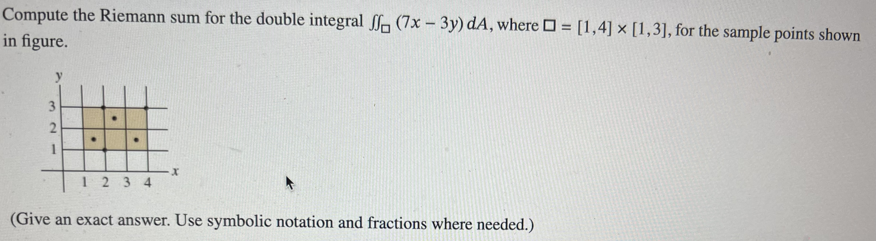 Solved Compute the Riemann sum for the double integral | Chegg.com