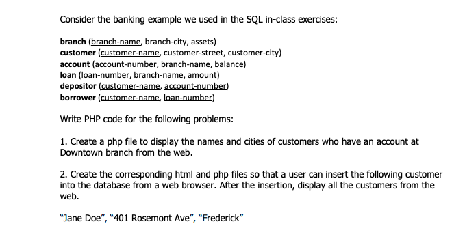 Solved Consider the banking example we used in the SQL | Chegg.com
