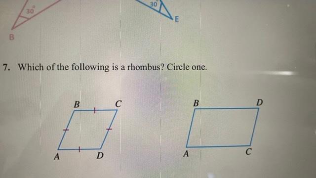 Solved 7. Which of the following is a rhombus? Circle one. | Chegg.com