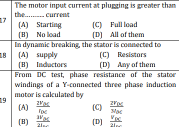 Solved 17 18 The motor input current at plugging is greater | Chegg.com