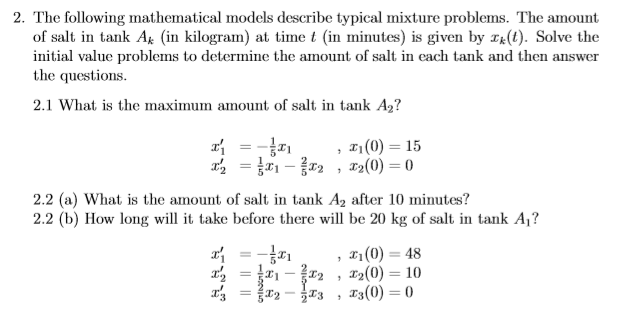 Solved 2. The following mathematical models describe typical | Chegg.com