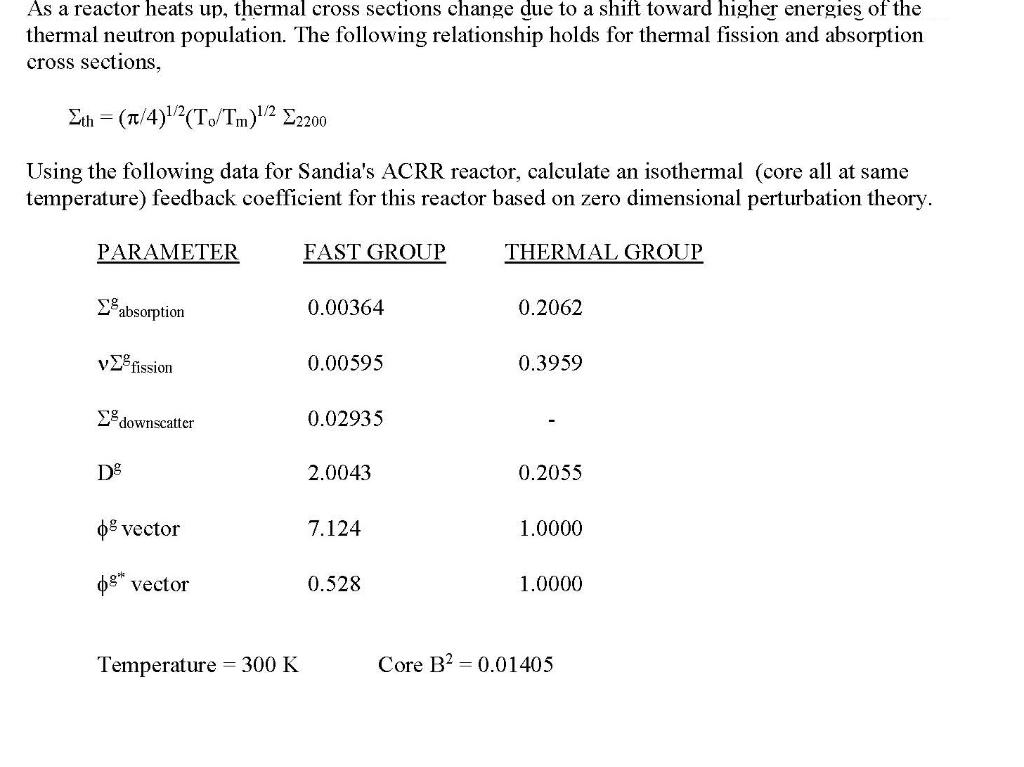 Solved As a reactor heats up, thermal cross sections change | Chegg.com