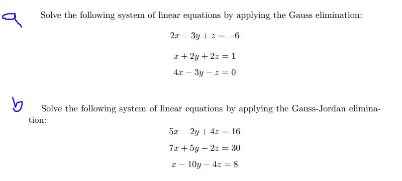 Solved Solve the following system of linear equations by | Chegg.com