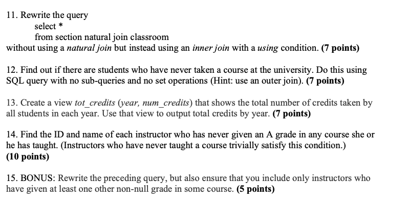 Solved student takes ID course_id sec id semester year grade | Chegg.com