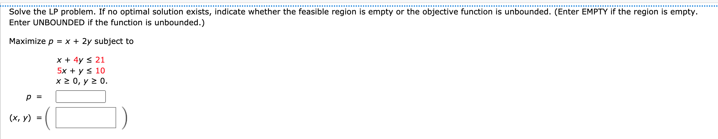 Solved Solve the LP problem. If no optimal solution exists, | Chegg.com