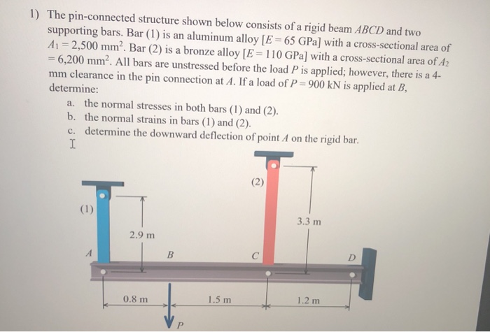 Solved 1) The pin-connected structure shown below consists | Chegg.com