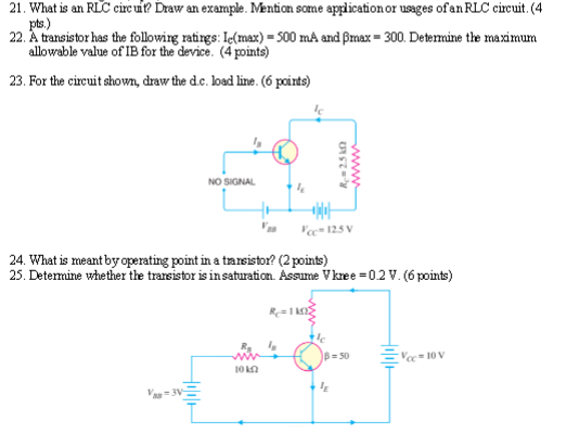 Solved 21. What is an RLC circ ut? Draw an example. Mention | Chegg.com