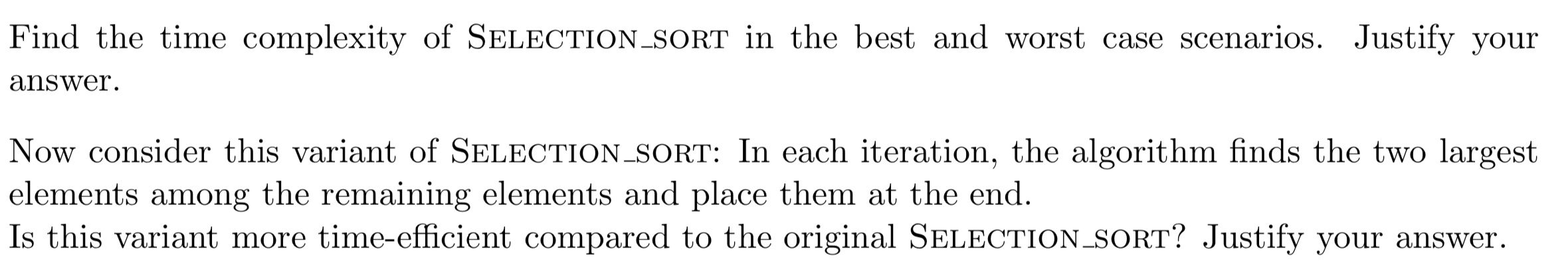 Solved 2 Selection Sort Algorithm Sorts An Array By 3294