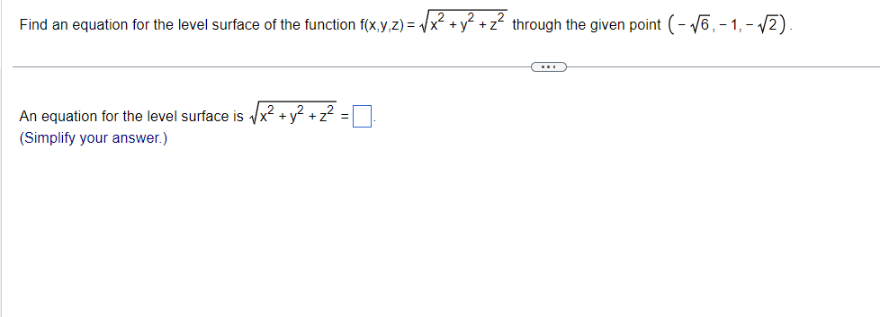 Solved Find an equation for the level surface of the | Chegg.com