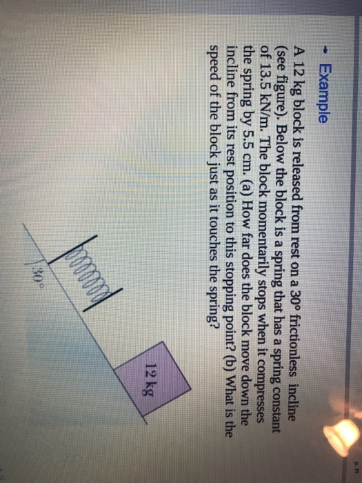 Solved - Example A 12 kg block is released from rest on a | Chegg.com